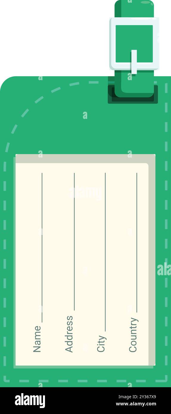 Green luggage tag with a white blank label for writing your personal ...