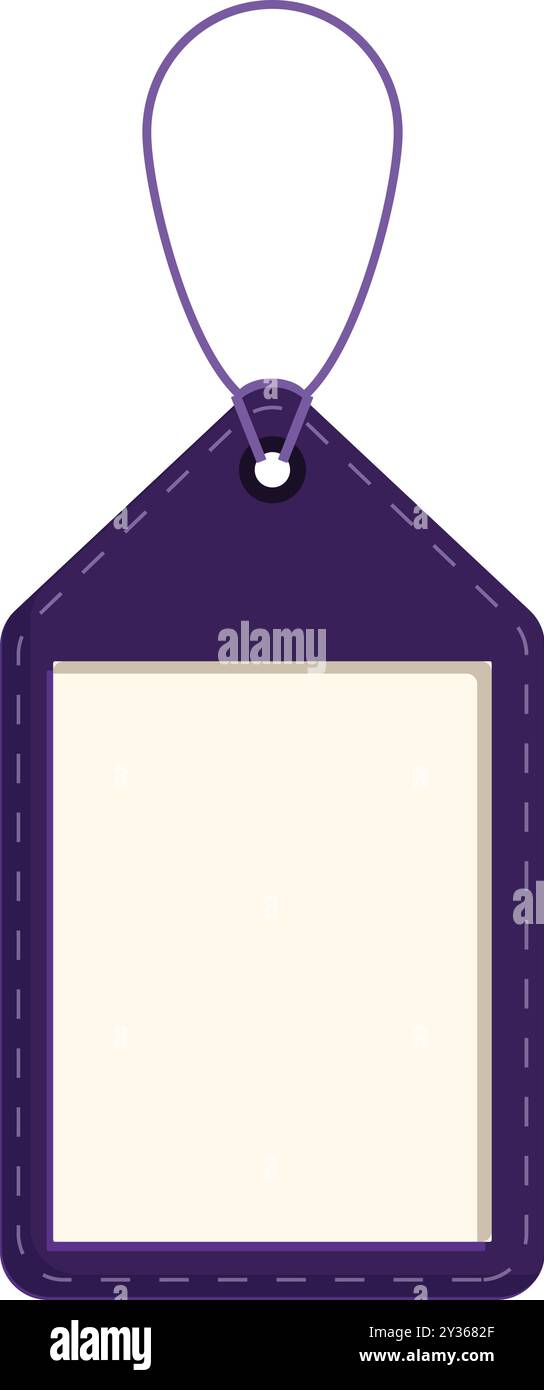 Illustration of a purple blank price tag hanging with violet string on ...