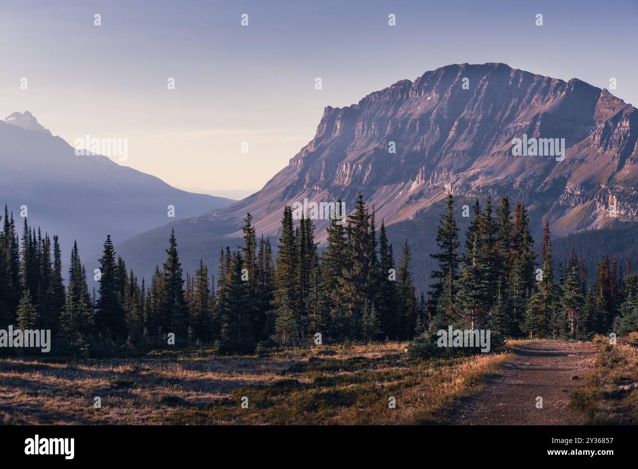 The mountains and lakes viewed along the trail to Helen Lake, Banff ...