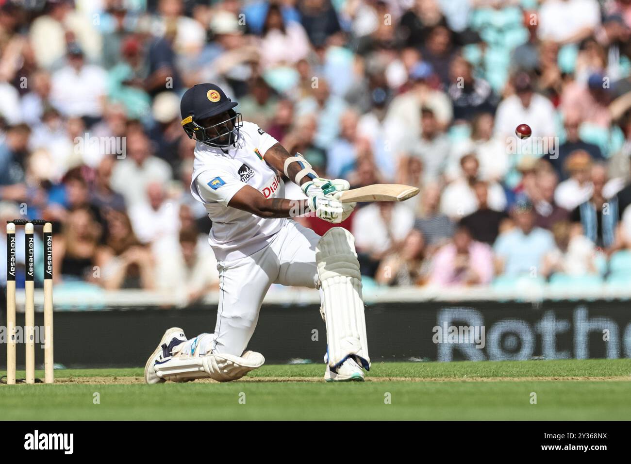 Asitha Fernando of Sri Lanka hits a four (4) during the 3rd Rothesay ...