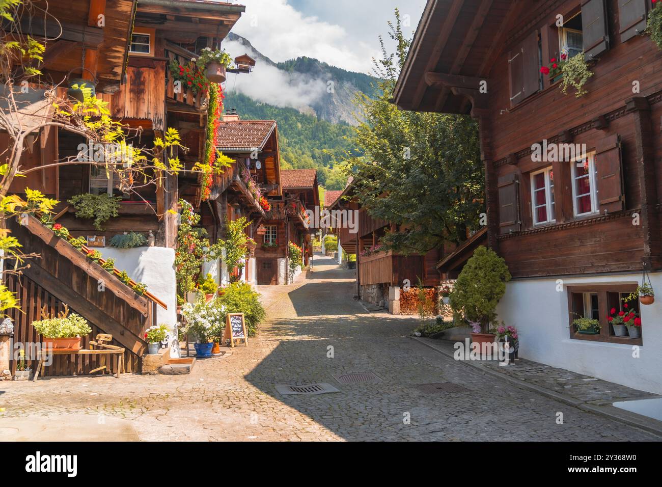 Brienz, Switzerland - August 28th, 2022: Brunngasse Street. This Street ...