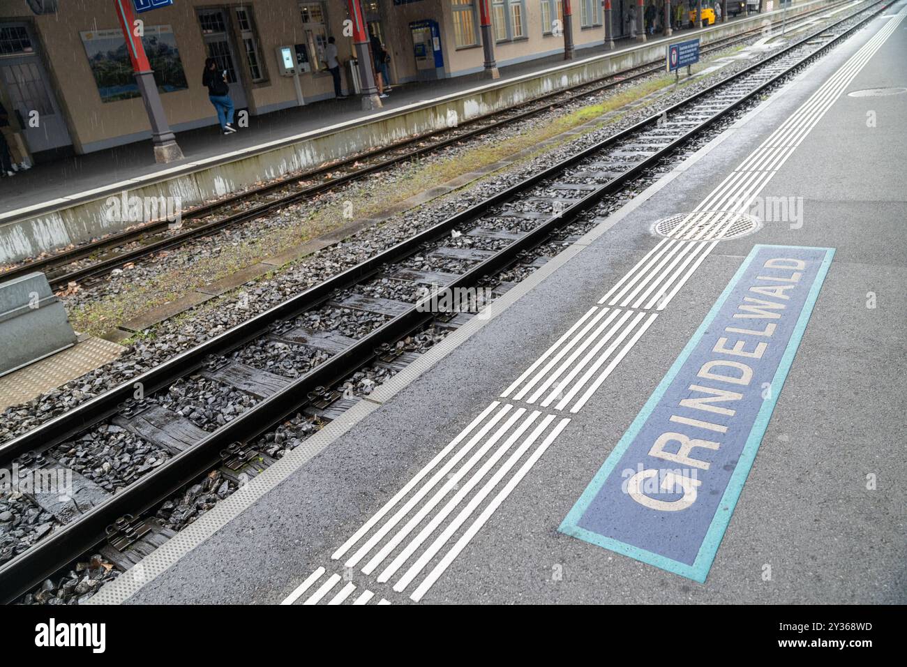 Interlaken, Switzerland - July 21, 2024: Sign labeled Grindewald for ...