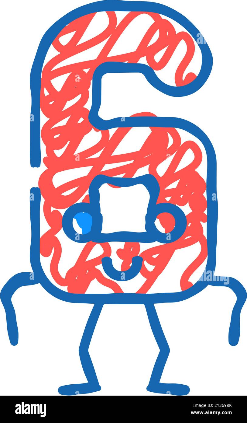 six number character icon doodle illustration Stock Vector Image & Art ...