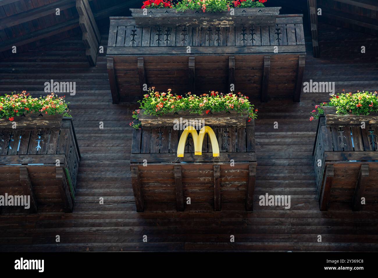 Zermatt, Switzerland - July 27, 2024: McDonalds fast food restaurant ...