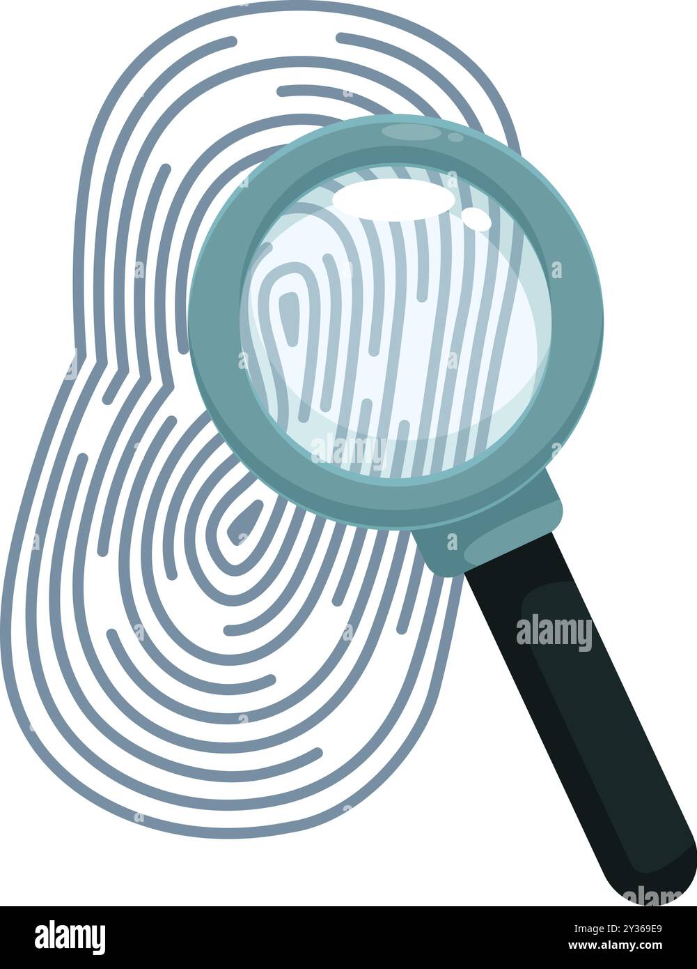 Magnifying glass is being used to examine a fingerprint left at a crime ...