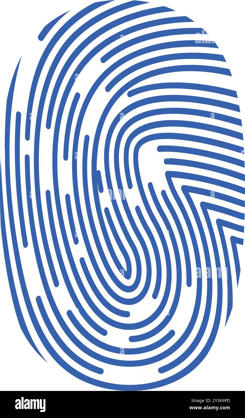 Blue fingerprint representing individuality and identification through its unique pattern Stock ...