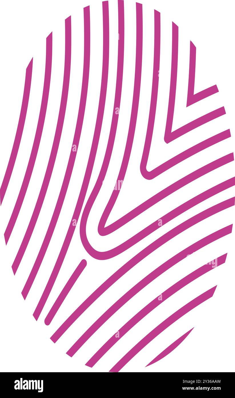 Pink fingerprint design is swirling inside a circle shape representing ...