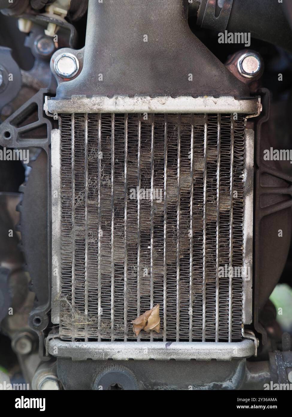 Dirt and dust radiator of scooter moped close-up Stock Photo - Alamy