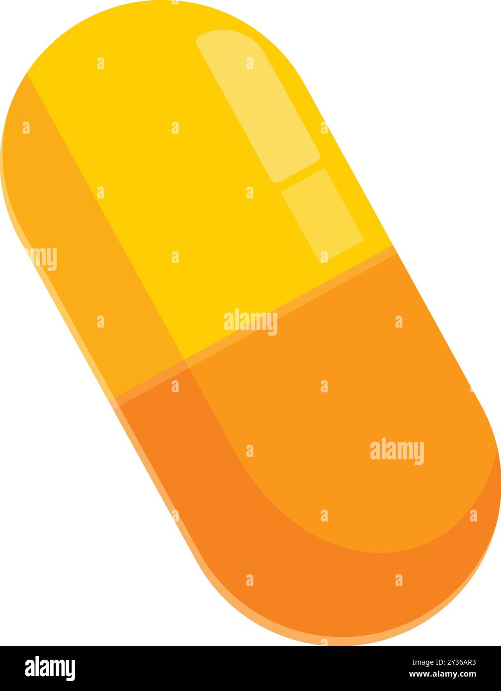 Yellow and orange capsule is lying on its side, representing ...