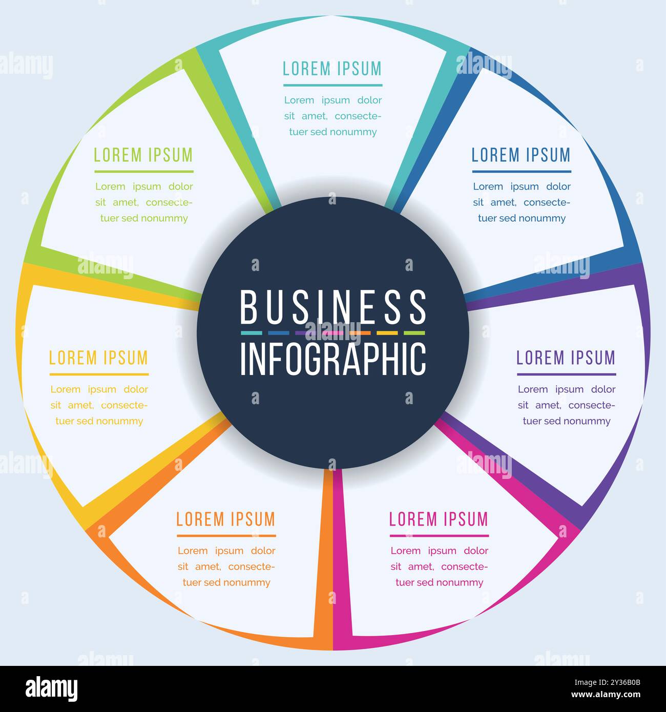 Circle Infographic design 7 steps, objects, elements or options ...