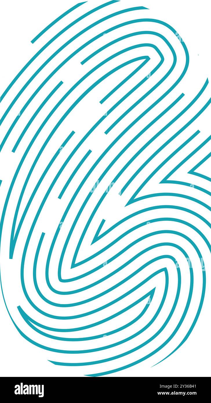 Blue fingerprint made of lines representing cybersecurity and digital ...