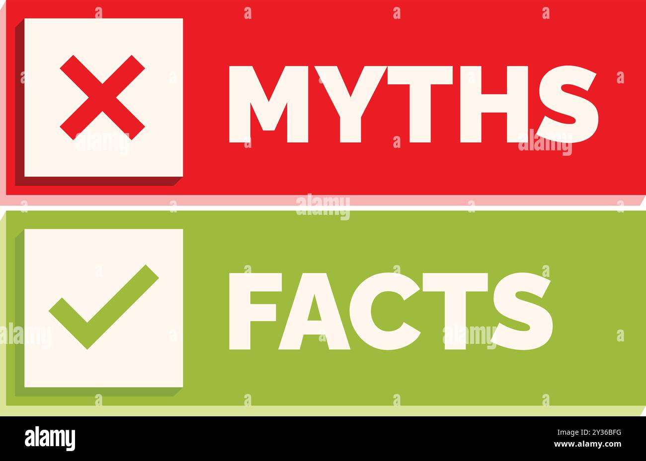 Red and green banner showing the difference between myths and facts ...