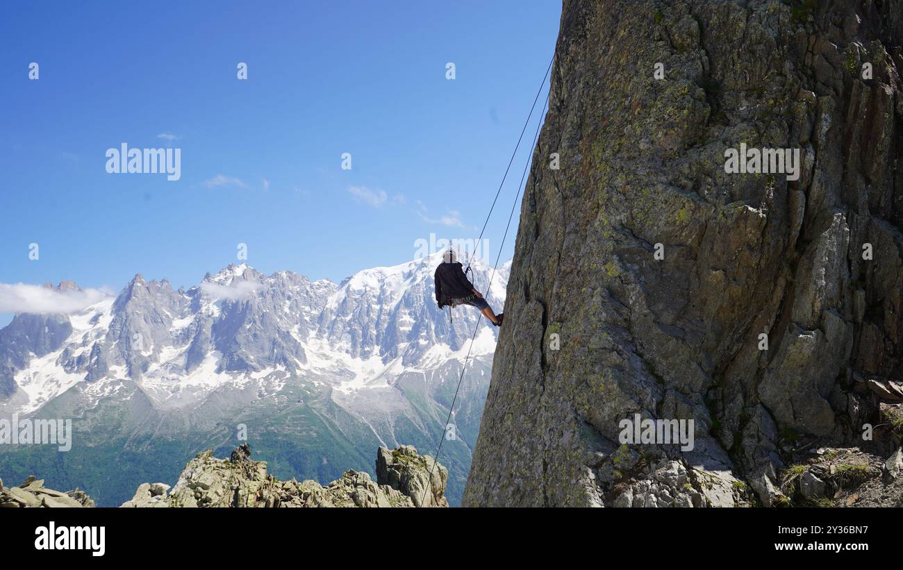 Mountain Climber Scaling Peaks in Chamonix, France Stock Photo - Alamy