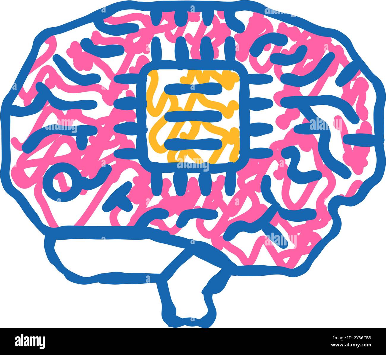 technology brain icon doodle illustration Stock Vector Image & Art - Alamy