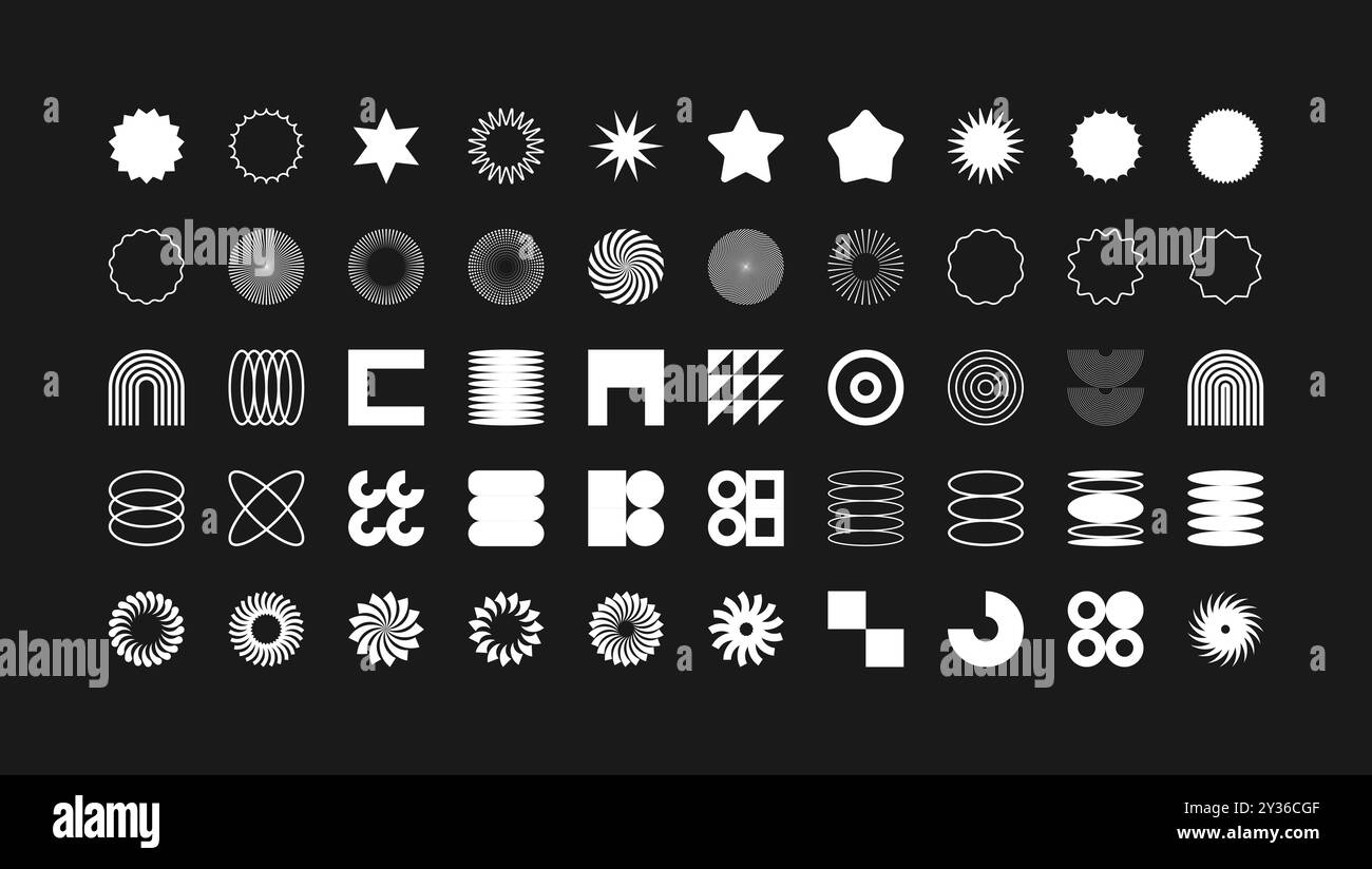 Brutalist geometric shapes, modern symbols. Simple primitive elements ...