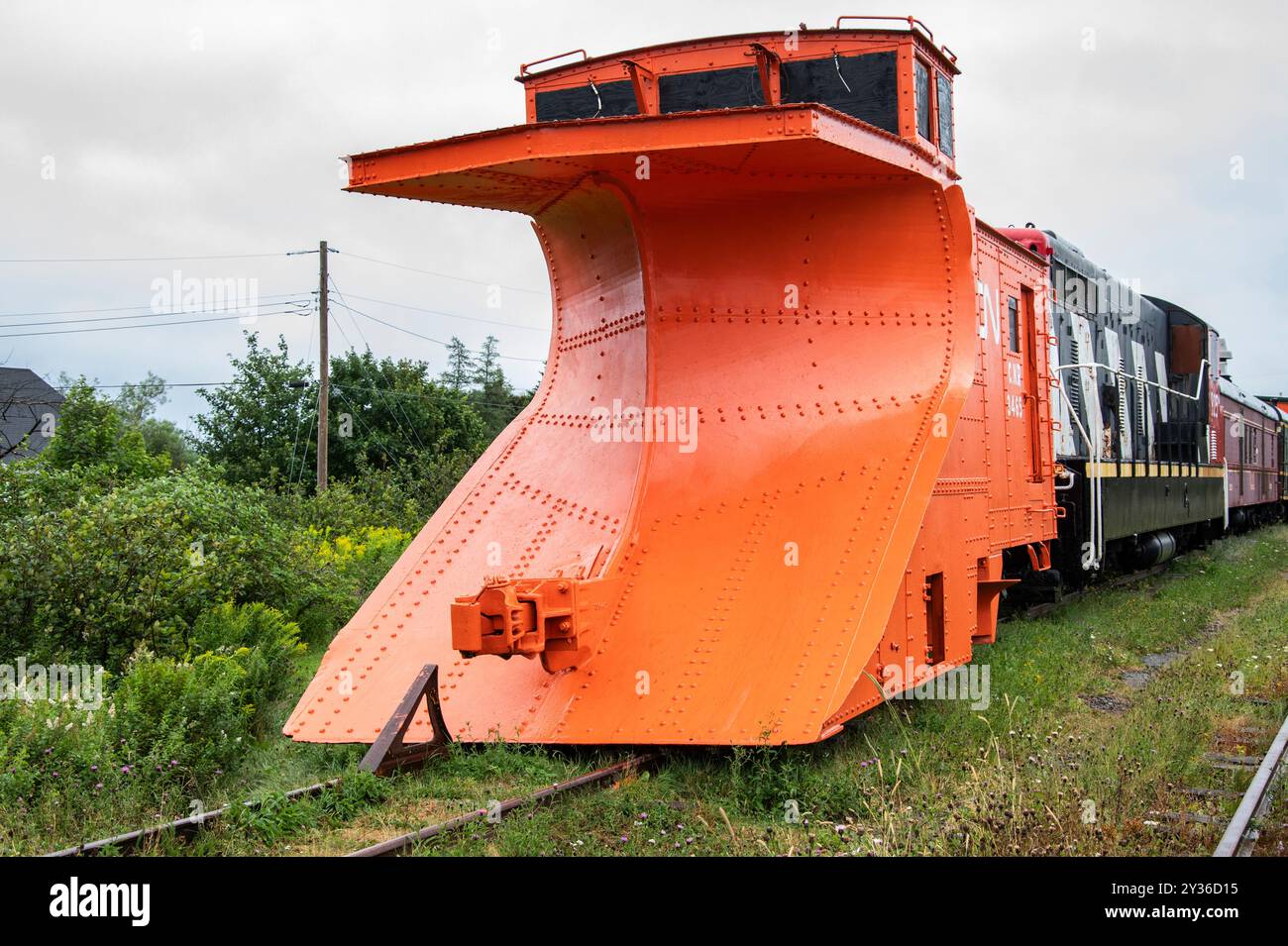 Snow plow at the railway museum in Avondale, Newfoundland & Labrador ...