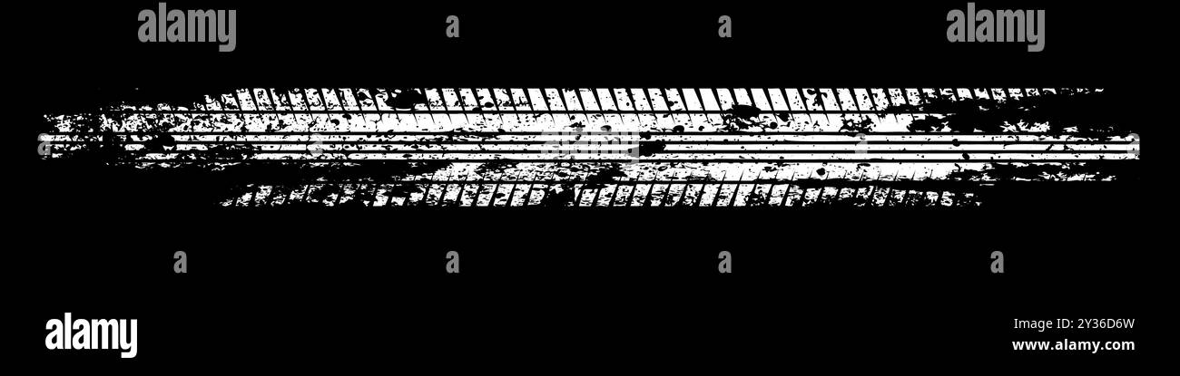 Grunge tire track, wheel braking marks. White truck, car or motorcycle ...