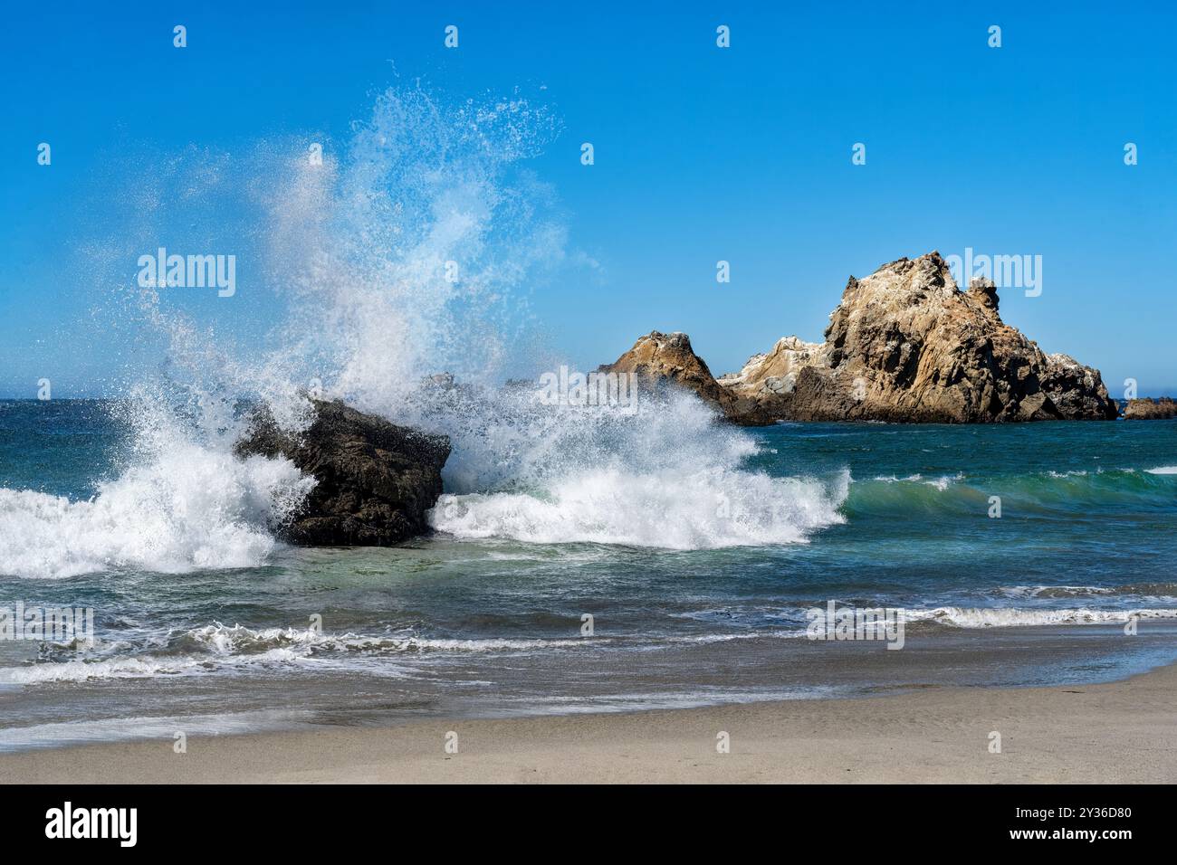 Jagged rocks on a Coastal Beach at Pfeiffer Big Sur State Park in ...