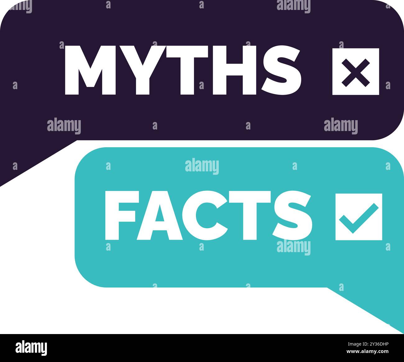 Myths versus facts speech bubbles are showing true or false information ...