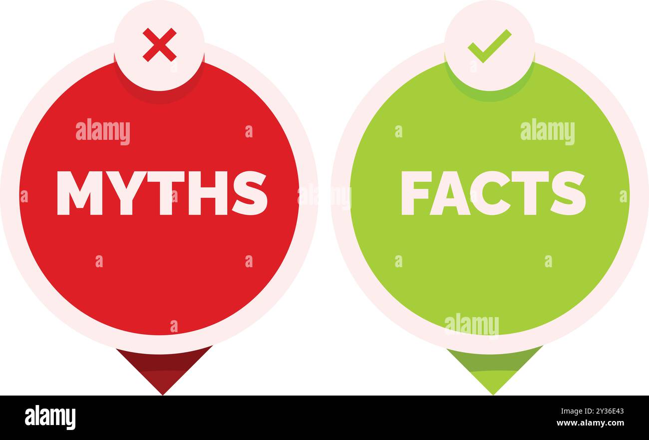 Two speech bubbles showing the difference between myths and facts Stock Vector Image & Art - Alamy