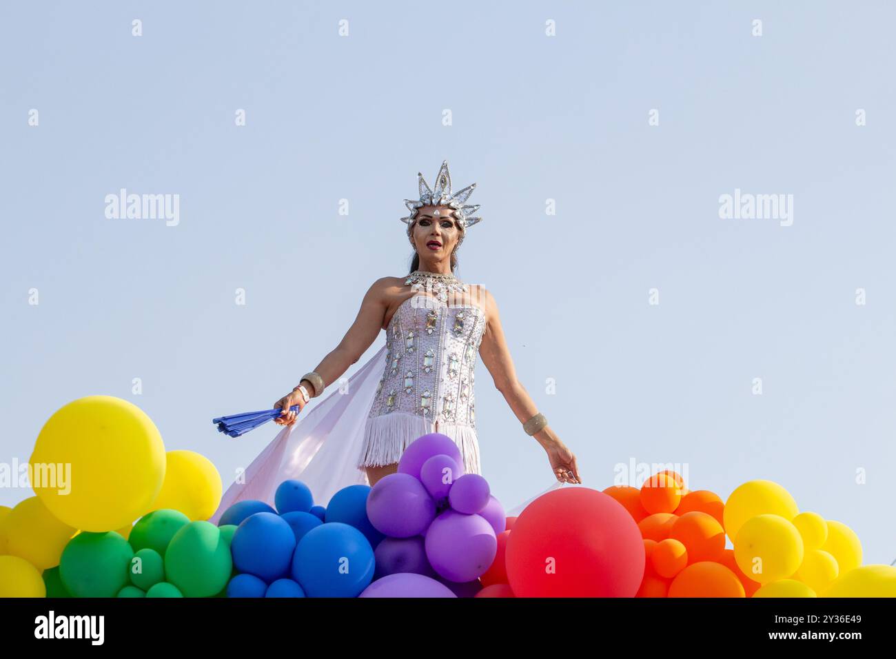 GOIÂNIA GOIAS BRAZIL - SEPTEMBER 08 2024: An LGBT person, dressed in ...