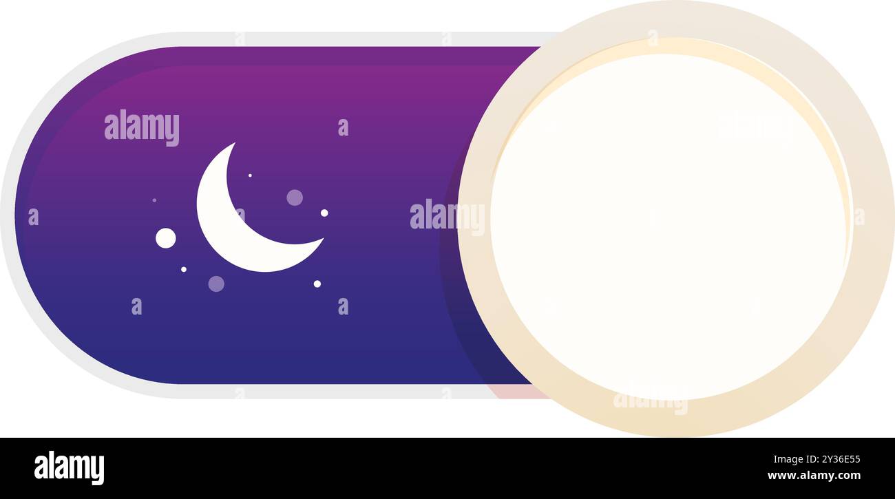 Night mode toggle switch button is turning on, shown by a crescent moon and stars icon on a ...