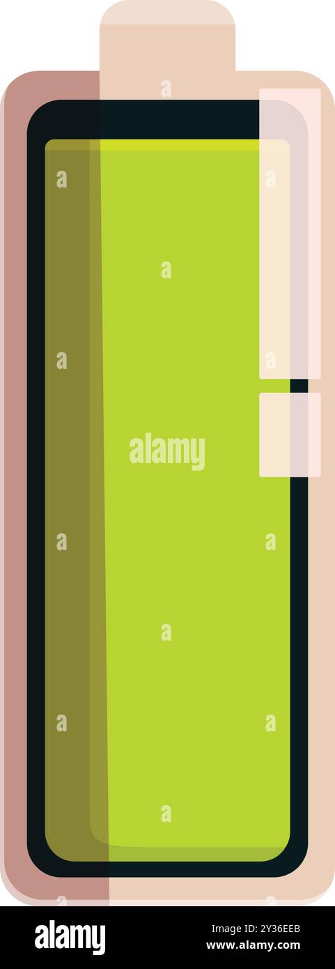 Green battery icon showing almost full charge status, isolated on white ...