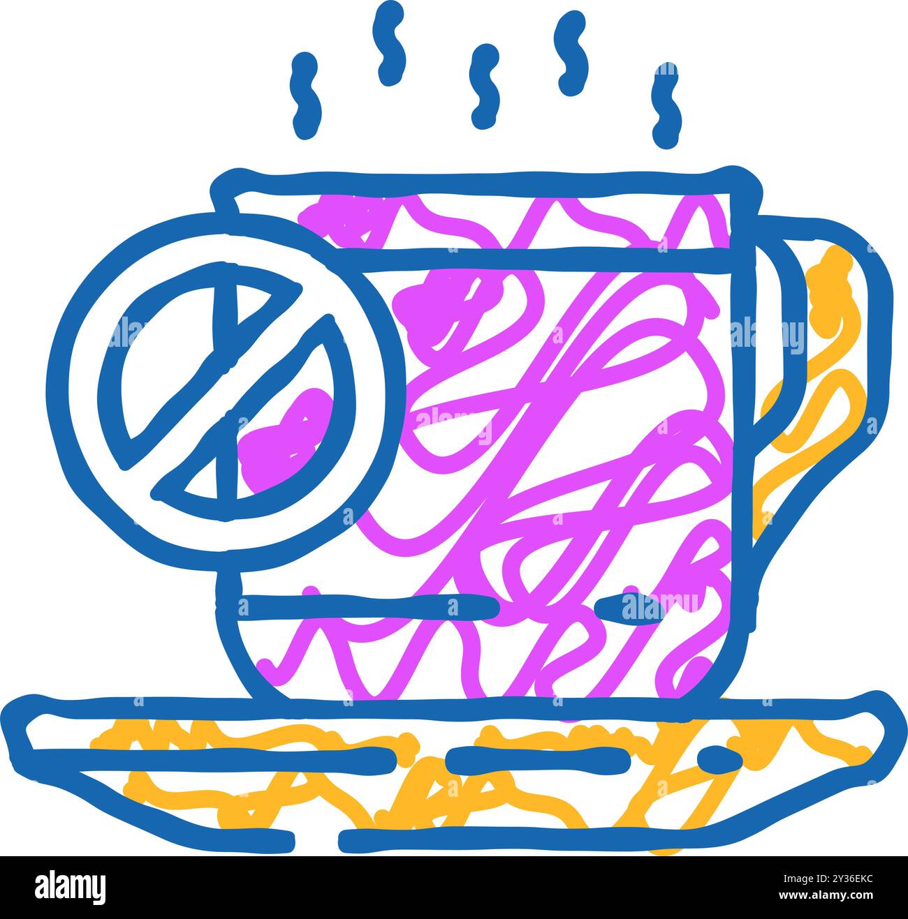 reduce caffeine intake headache treatment icon doodle illustration ...