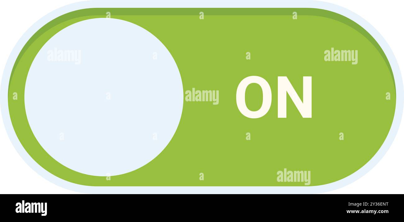 Green toggle switch button showing the on state, for activating or ...