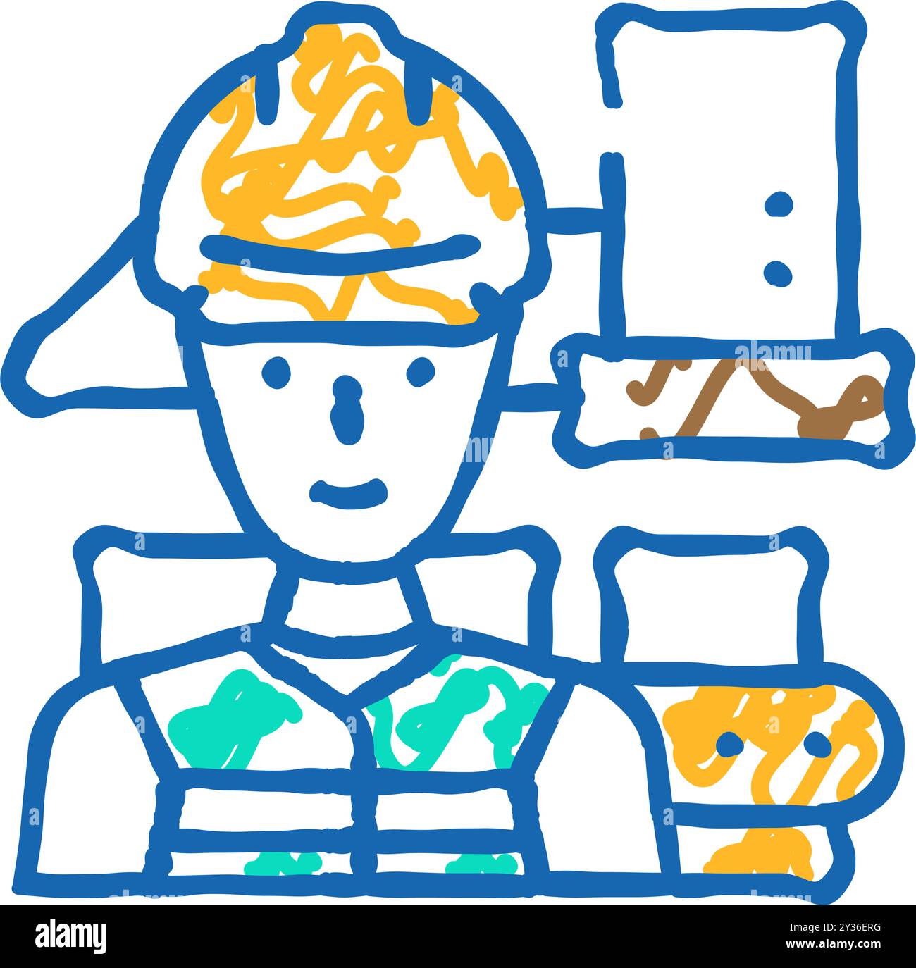 industrial engineer worker icon doodle illustration Stock Vector Image ...