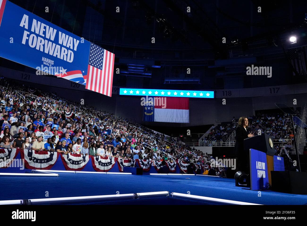 Democratic presidential nominee Vice President Kamala Harris speaks ...