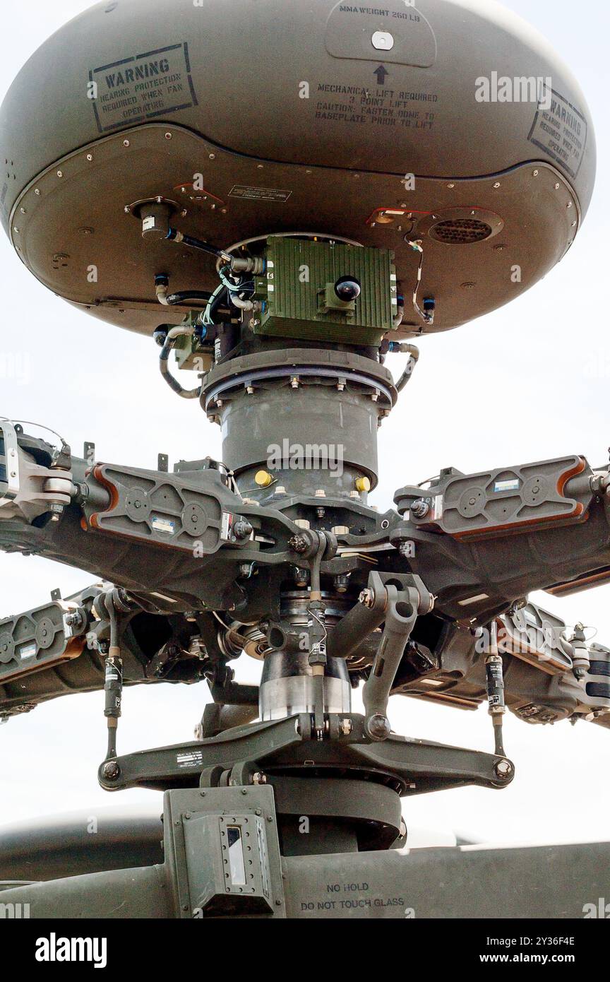 AH-64 Apache helicopter showing Longbow fire control radar housing ...