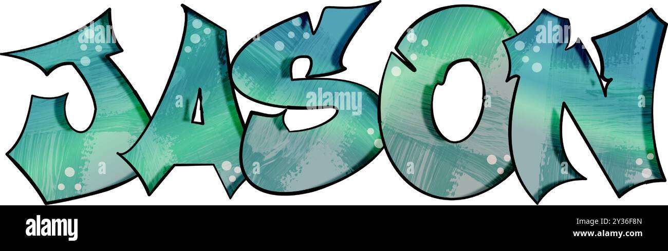 Jason name street art - graffiti lettering typography - art illustration - multicolor - writen ...