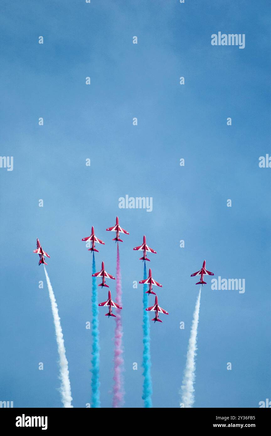 The Royal Air Force Aerobatic Team, the Red Arrows flying at the RAF ...