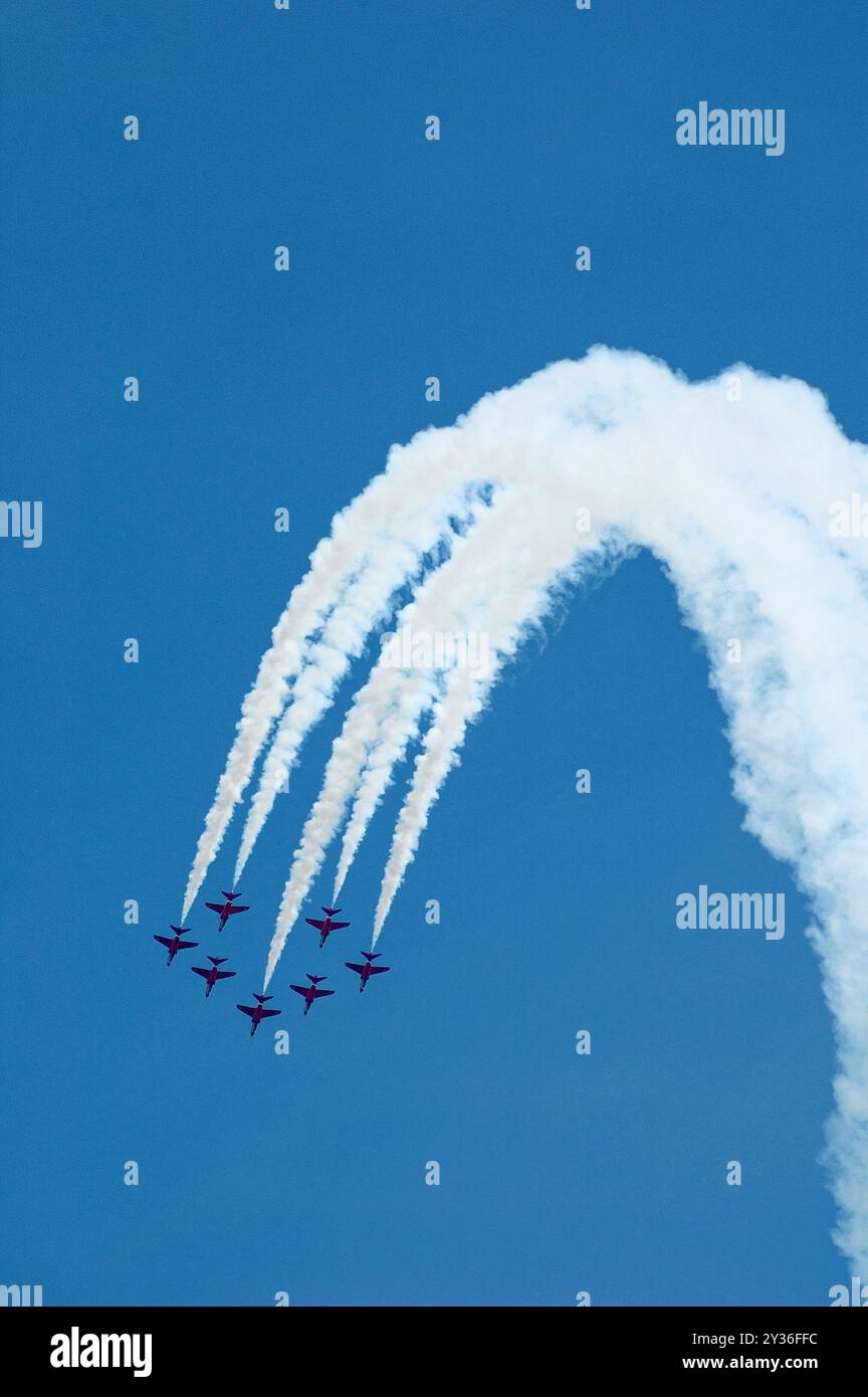 The Royal Air Force Aerobatic Team, the Red Arrows flying at the RAF ...