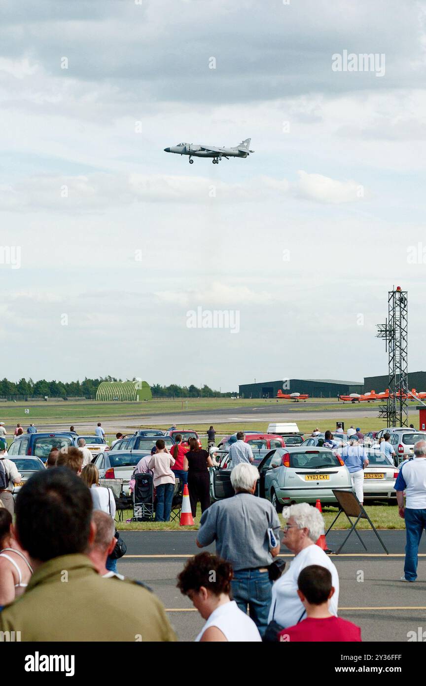 A Royal Navy Sea Harrier jump jet hovers at the RAF Waddington ...