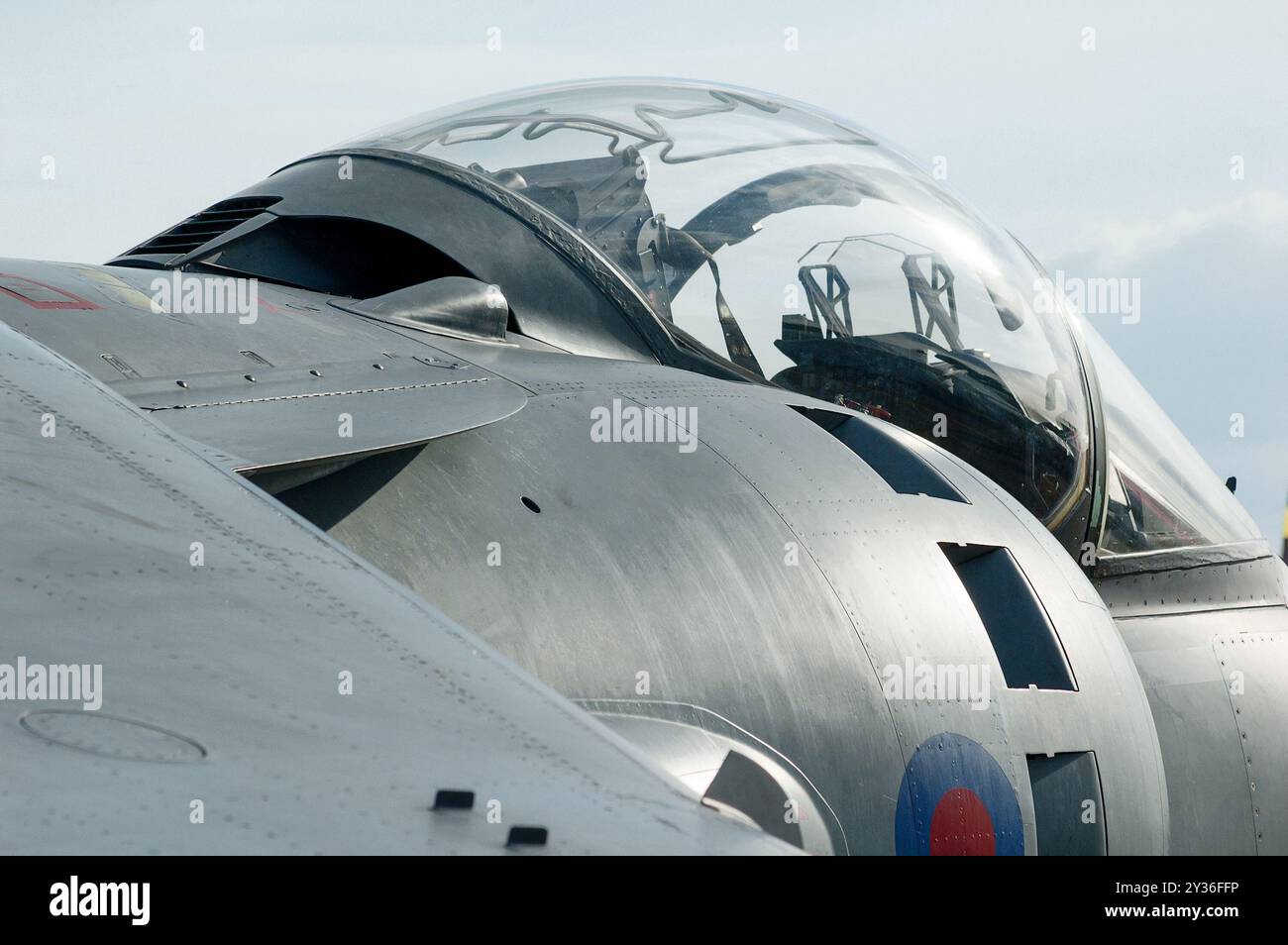 The cockpit of a jet aircraft fighter plane in the static display area ...
