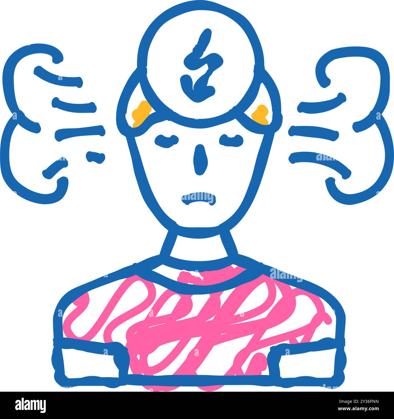 man stress headache icon doodle illustration Stock Vector Image & Art ...