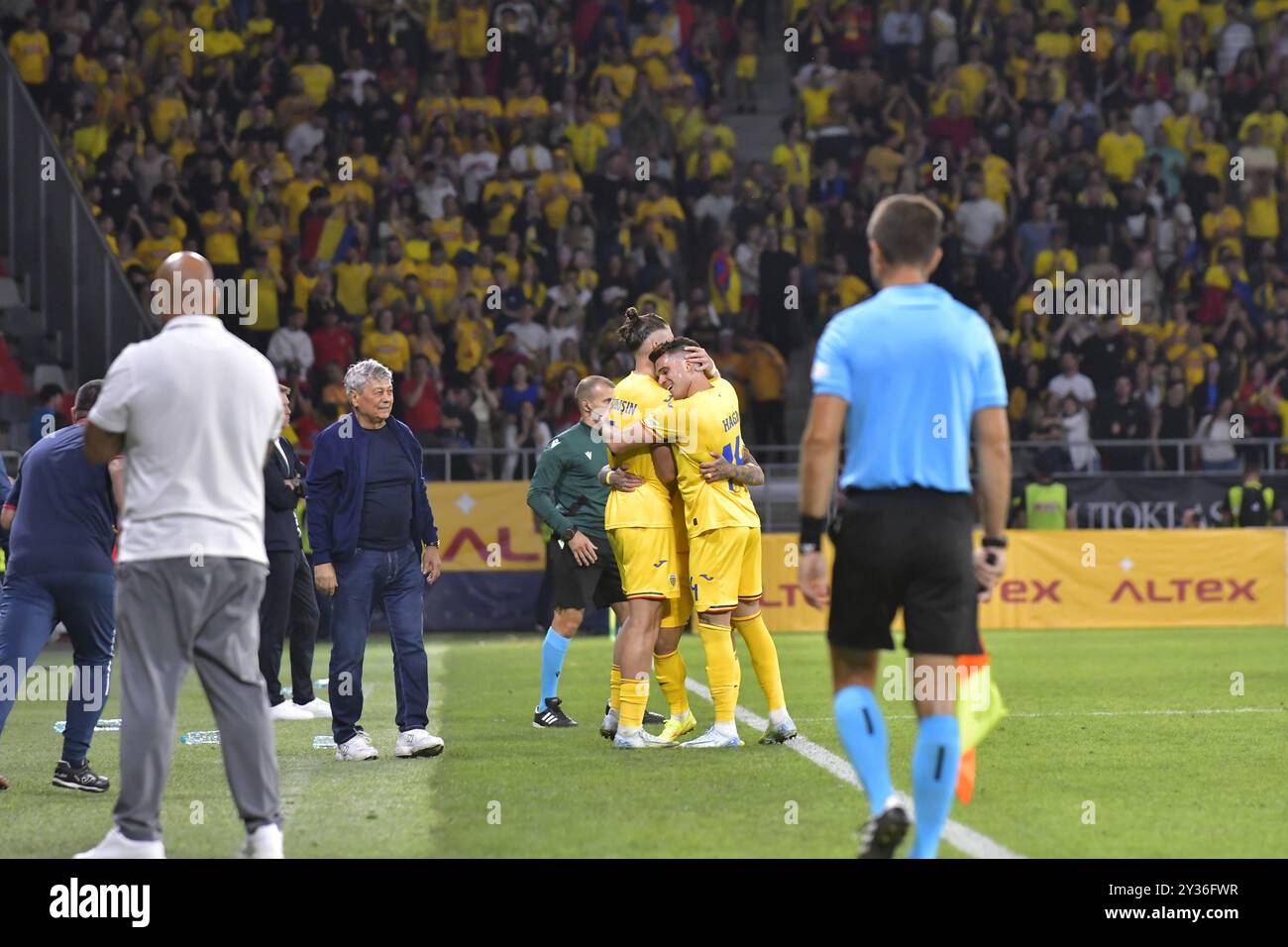 IANIS HAGI ,DRAGUSIN AND MIRCEA LUCESCU DURING UEFA NATIONS LEAGUE GAME ...