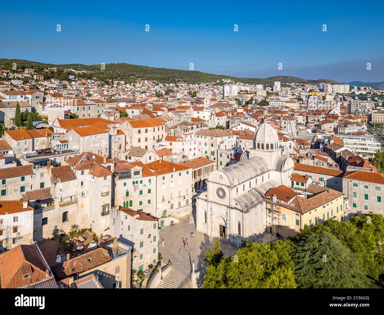 Sibenik, Croatia - July 31, 2024: Aerial view of Sibenik City with St ...