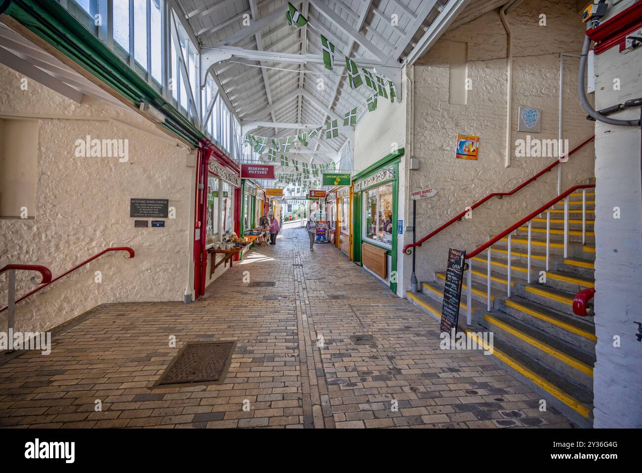 Butchers Row inside Bideford Pannier Market in Bideford, Devon, UK on 3 ...