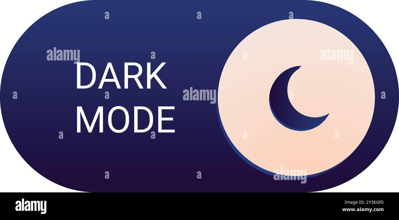 Dark mode user interface toggle button activating with a crescent moon ...