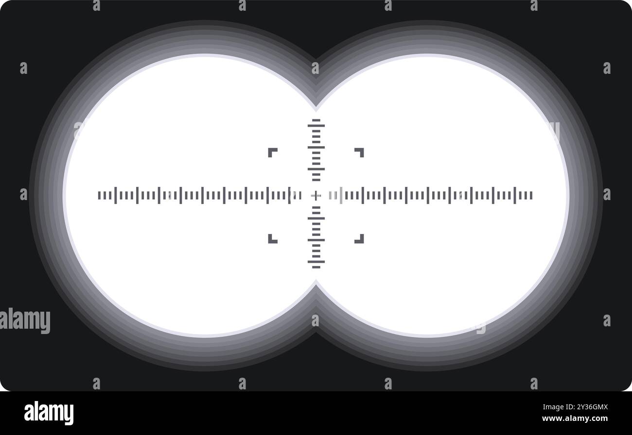 Binoculars view showing crosshair sights focusing on a target Stock ...