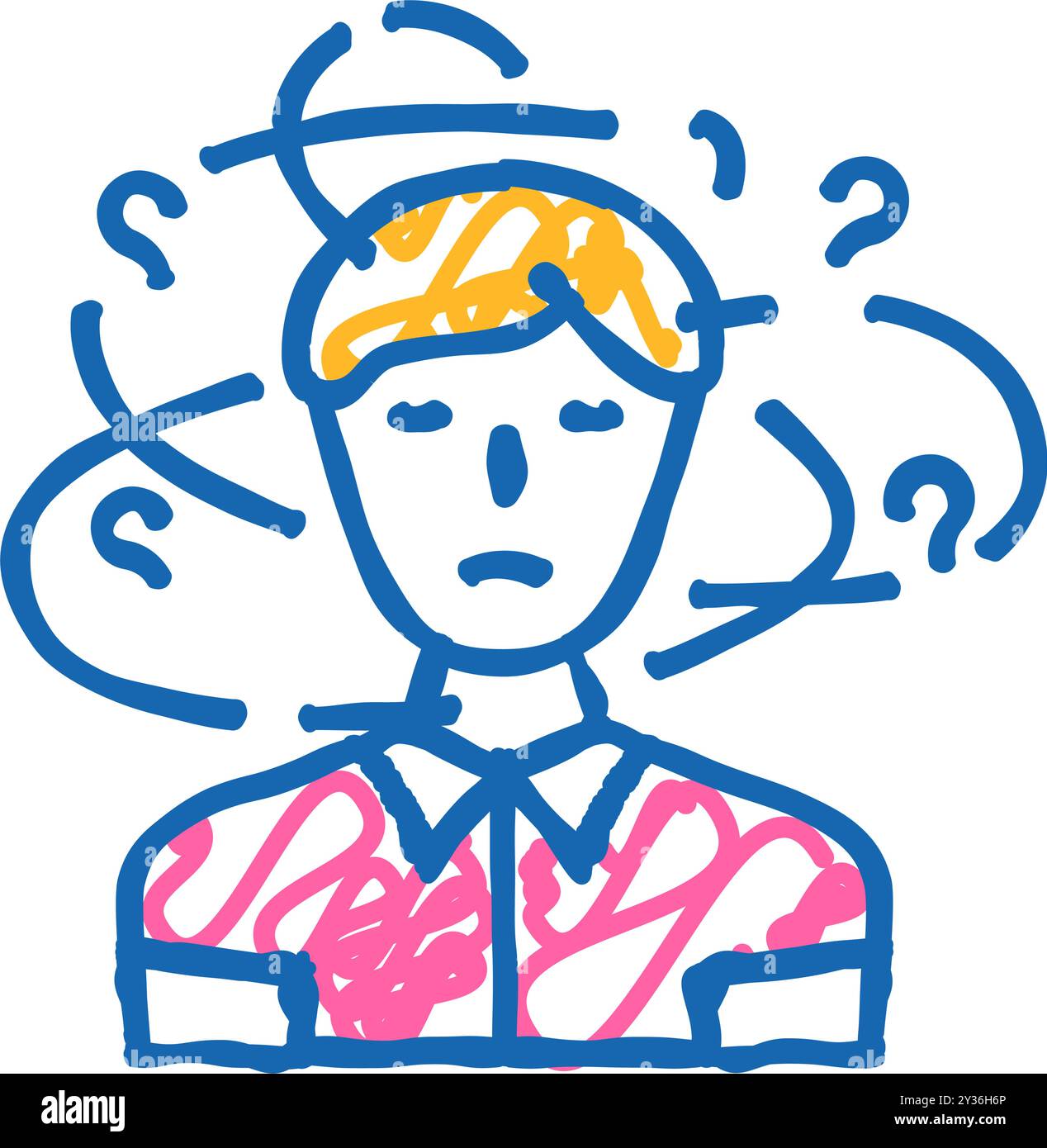 frustrated person stress headache icon doodle illustration Stock Vector ...