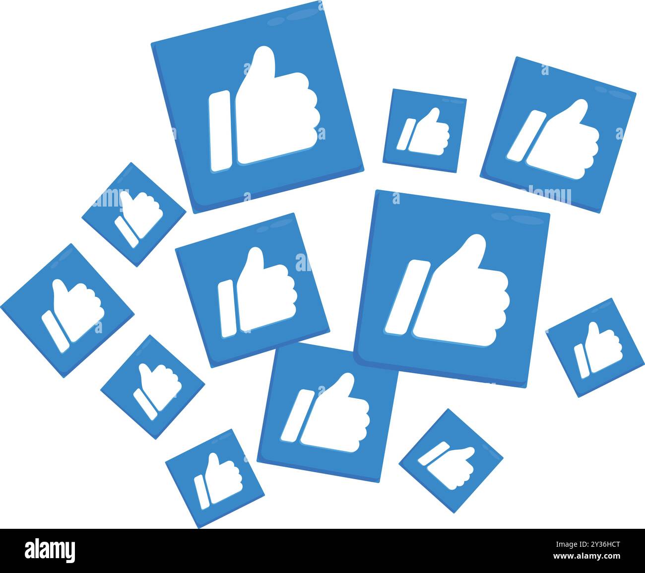 Thumbs up icons are floating, concept of social media success Stock ...