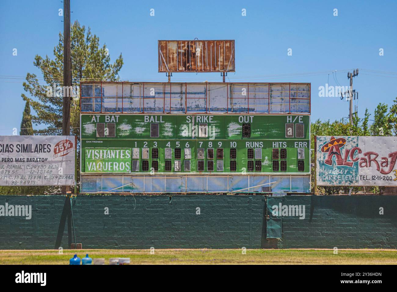 Baseball scoreboard, old baseball scoreboard in the center field of the ...