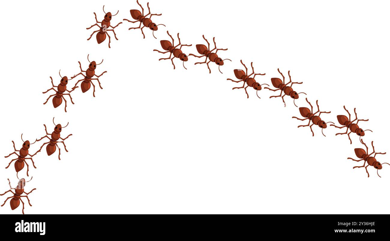 Colony of ants is marching in a line on a white background Stock Vector ...