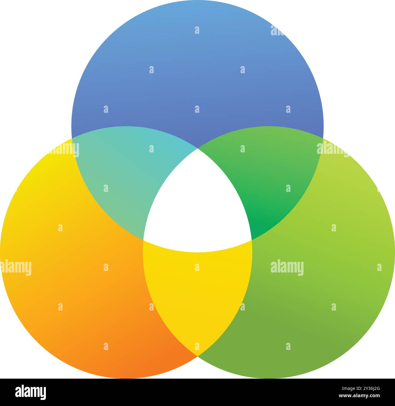 Four translucent colorful circles are overlapping, creating new colors ...