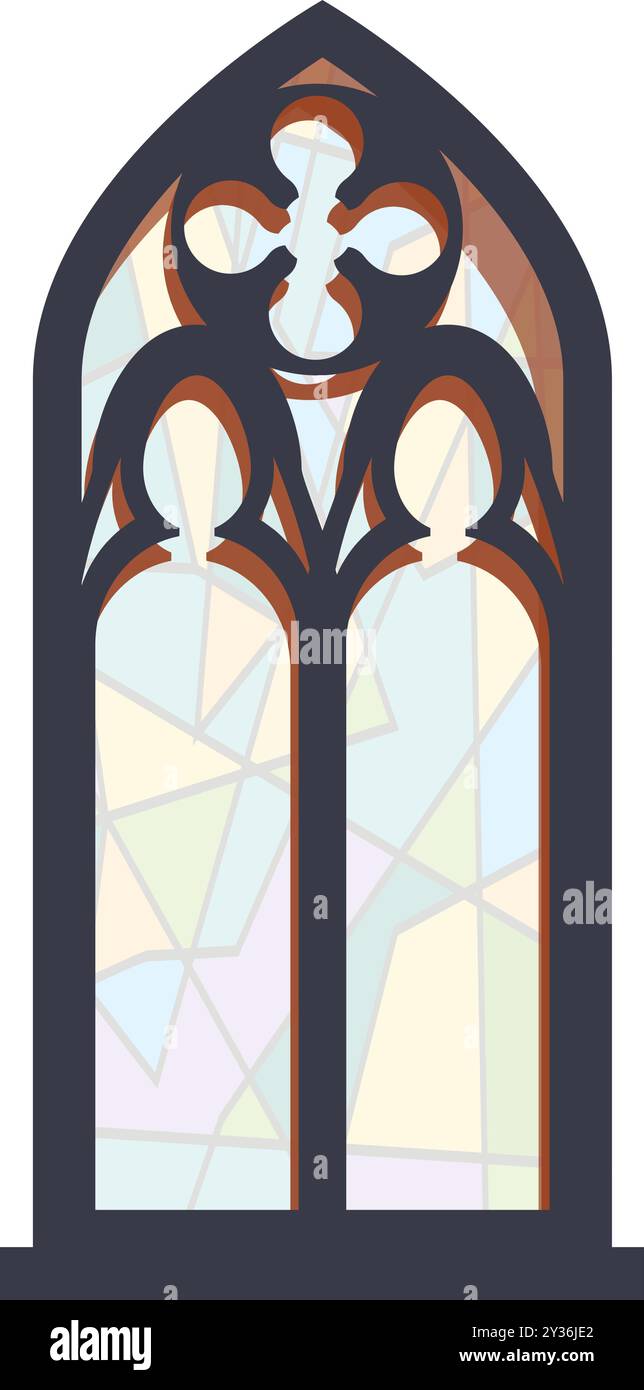 Ornate gothic stained glass window with colorful patterned glass ...