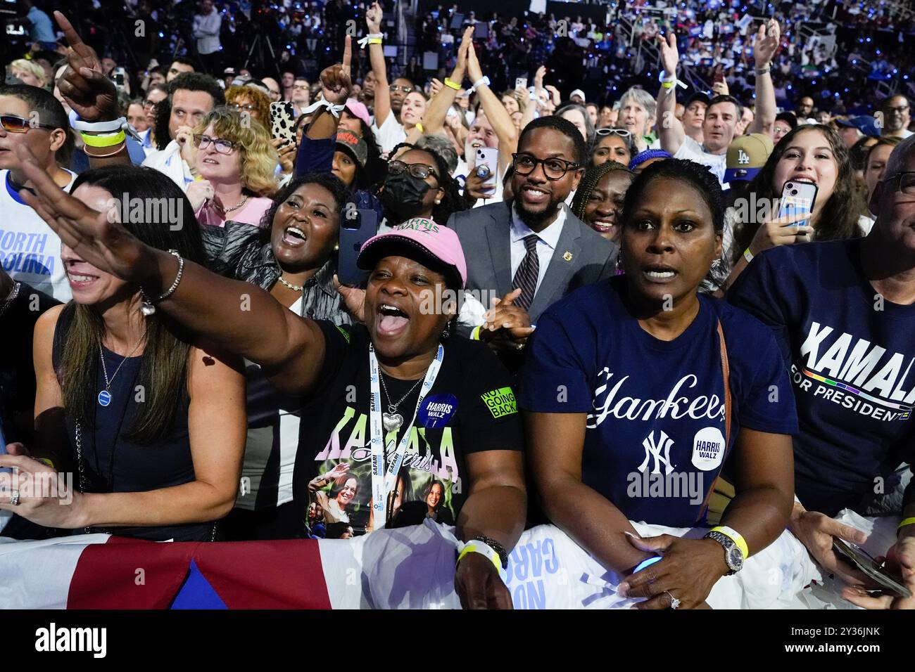 The audience listens to Democratic presidential nominee Vice President ...